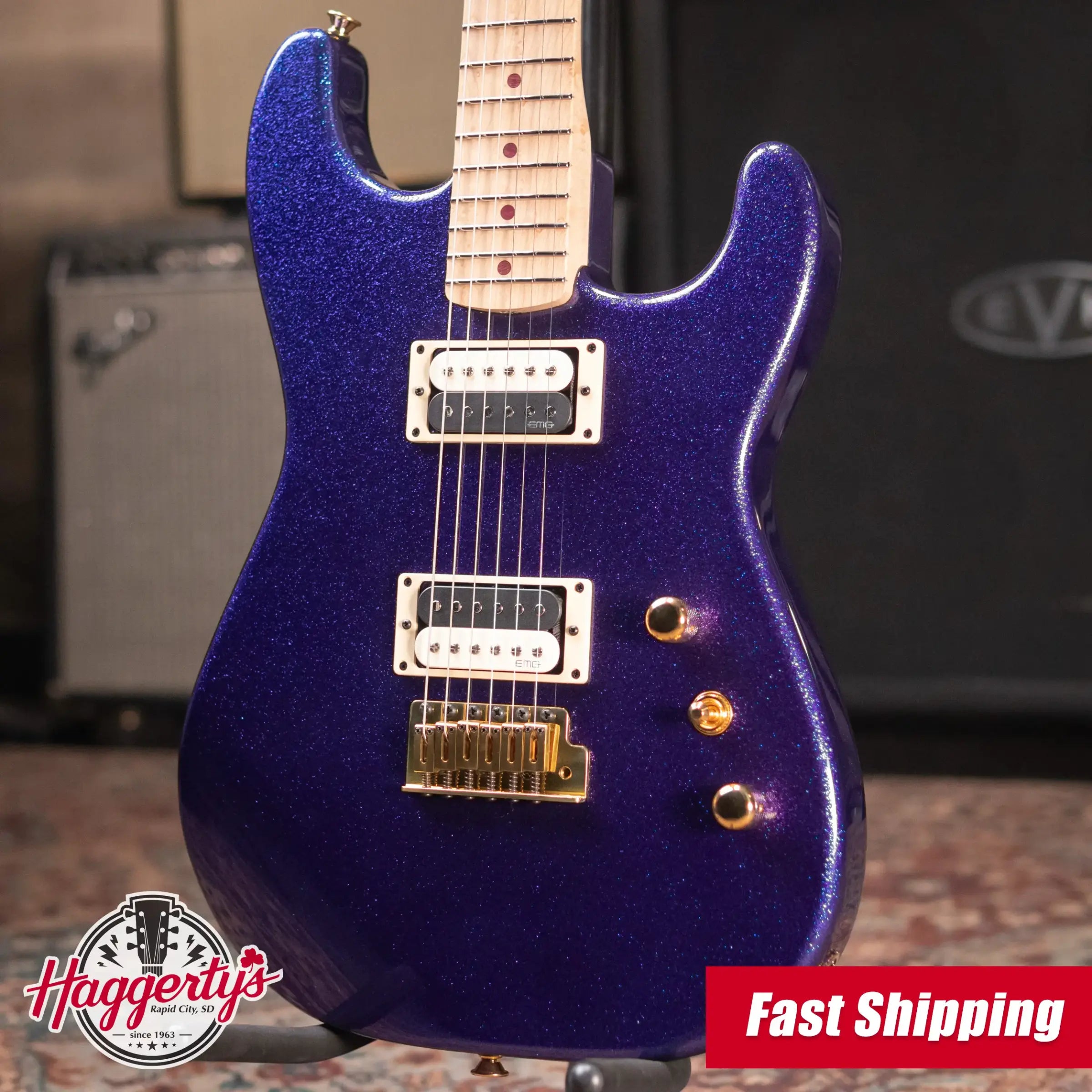 Charvel Custom Shop SD 2H CT Electric Guitar - Purple Sparkle with Har