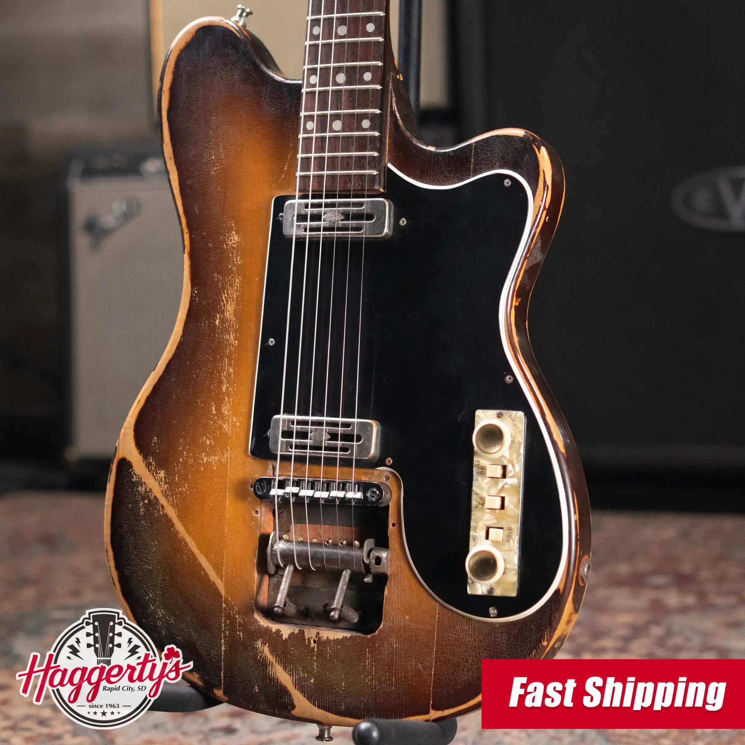 Hofner Rare Vintage 1960 V2 Solid Body Electric Guitar Sunburst with H