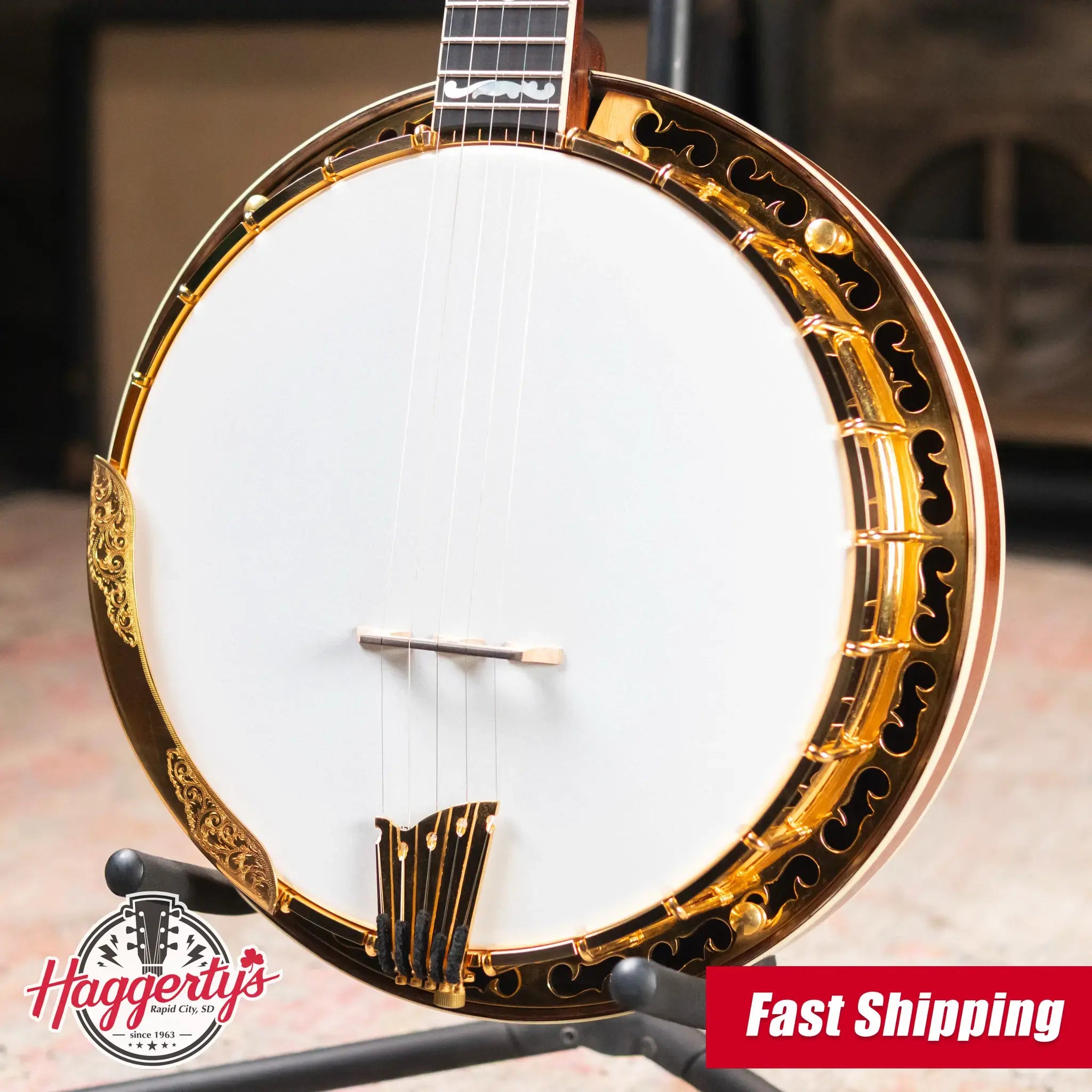 OME Banjos Artist Millennium 5-String Resonator Banjo with Hardshell C ...